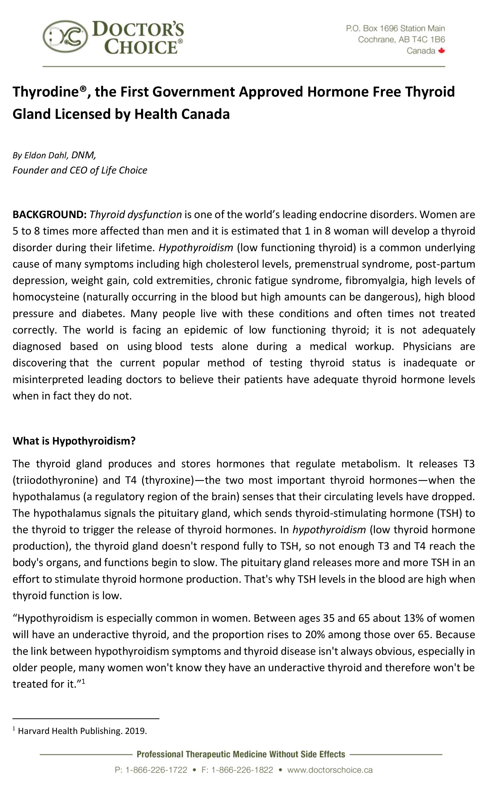 DCH Thyrodine Thyroid gland White Paper – Doctor's Choice