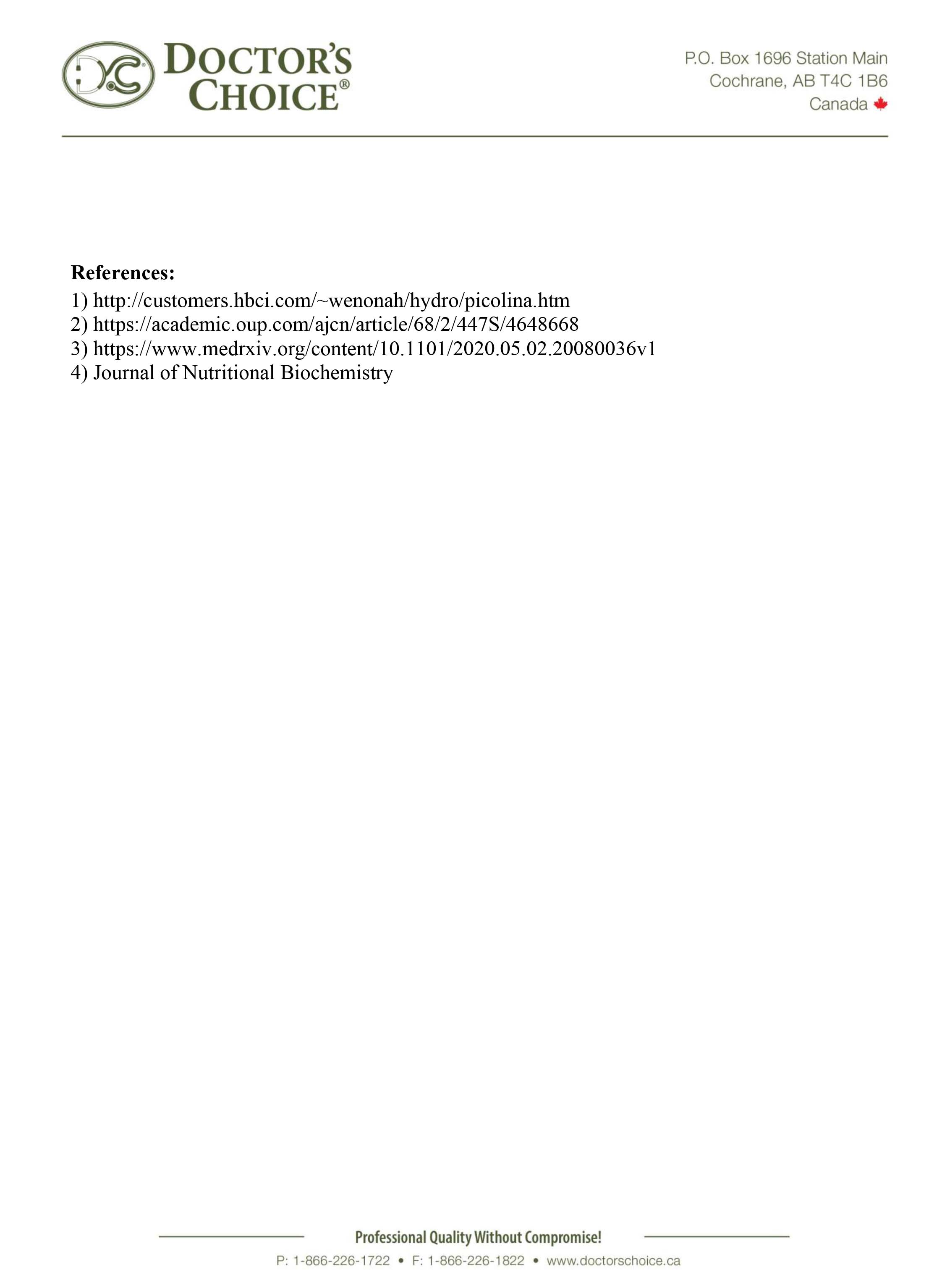 Zinc Picolinate White Paper – Doctor's Choice